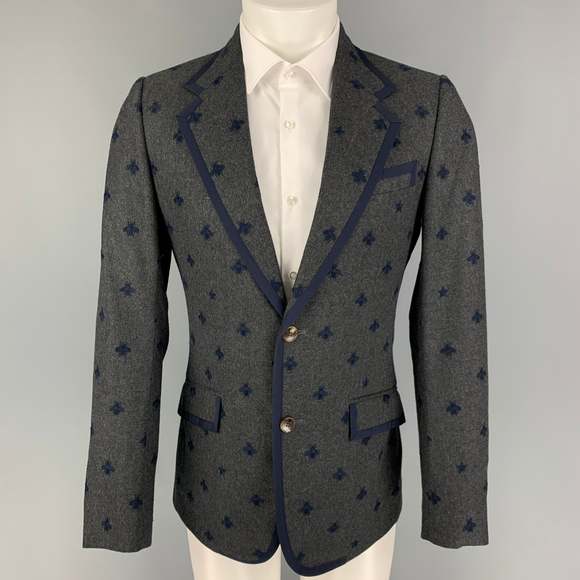 Gucci | Suits & Blazers | Gucci Regular Charcoal Navy Royal Bee ...